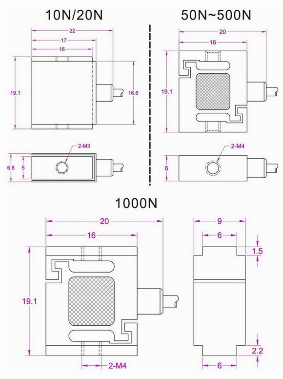 sensor micro 500N de la tensión