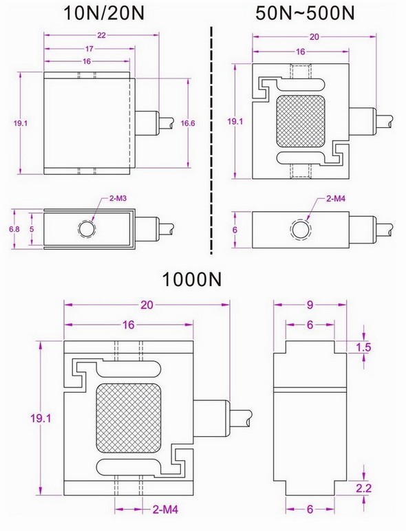 transductor miniatura 200N de la fuerza