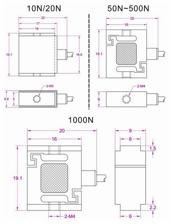 sensor micro 500N de la fuerza