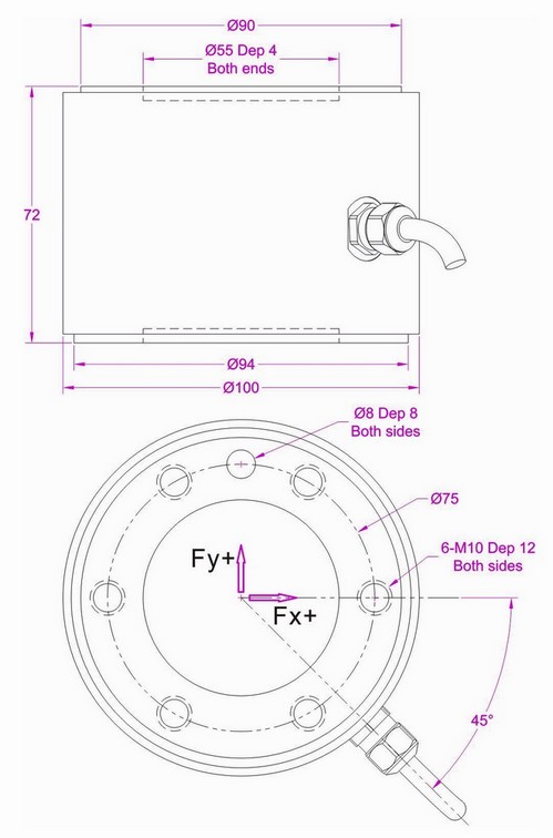 reborde a ensanchar sensor triaxial de la fuerza