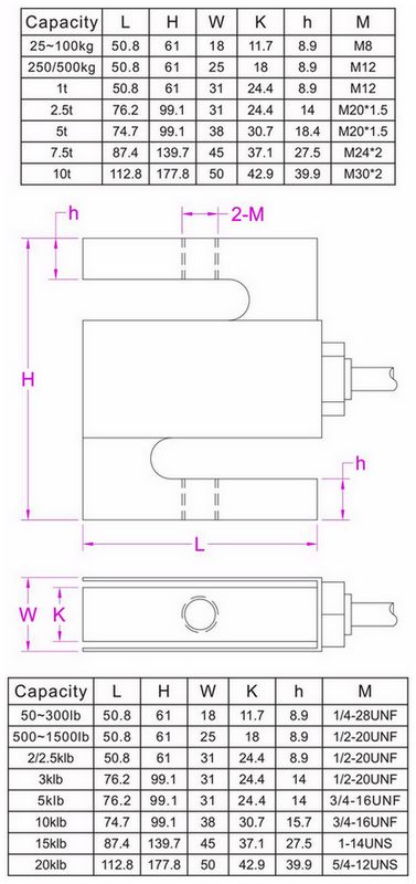 S-tipo de acero tensión/compresión Loadcell PT4000