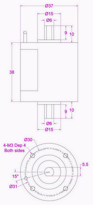 tipo miniatura transductor del eje del esfuerzo de torsión de la dinámica