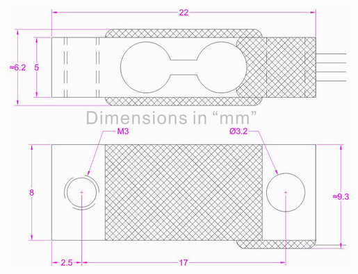 sensor 2kg 5kg de la medida del peso