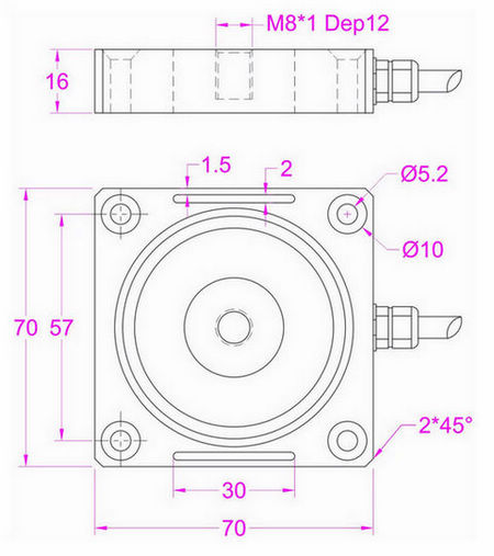 sensor 2kN 1kN 500N de la fuerza de compresión del perfil bajo