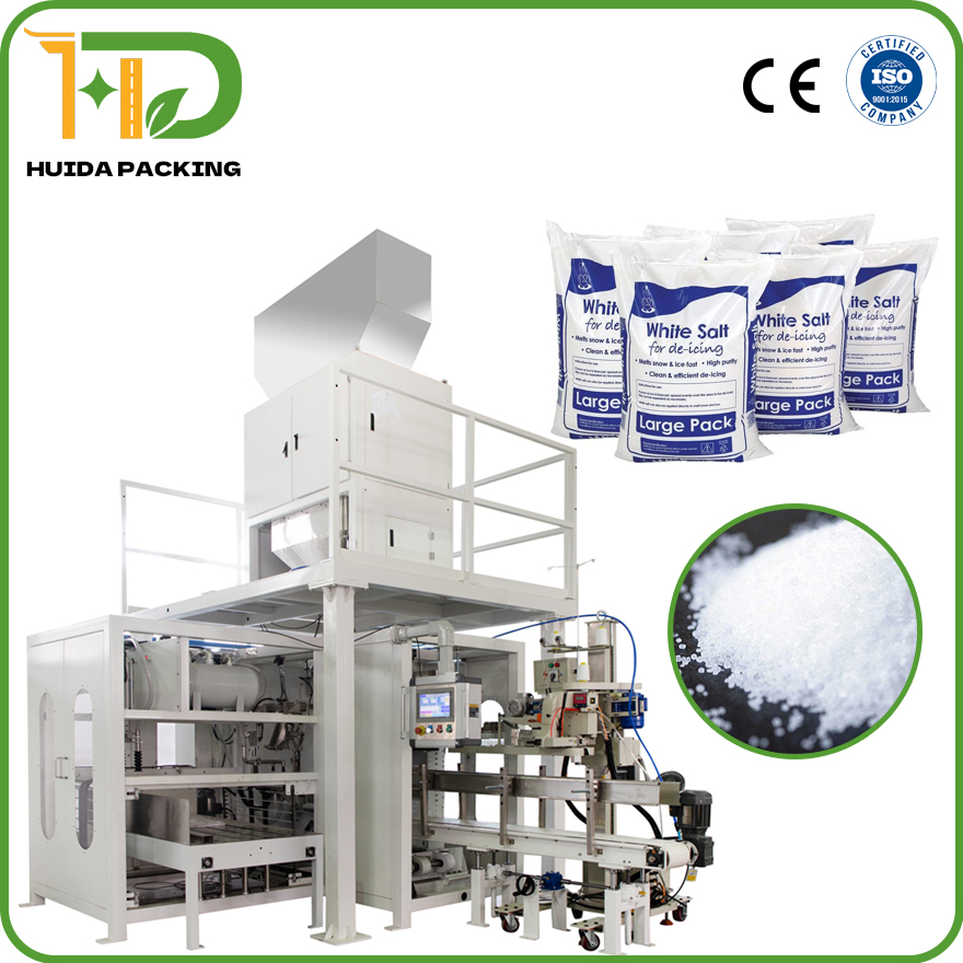 Automatic 25-50 kg open-mouth bagging and stitching unit for salt granules