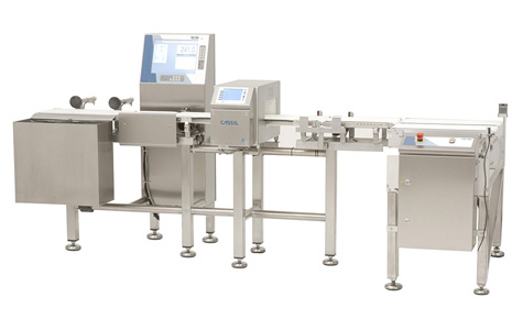 Combination checkweigher and metal detector for salt packaging