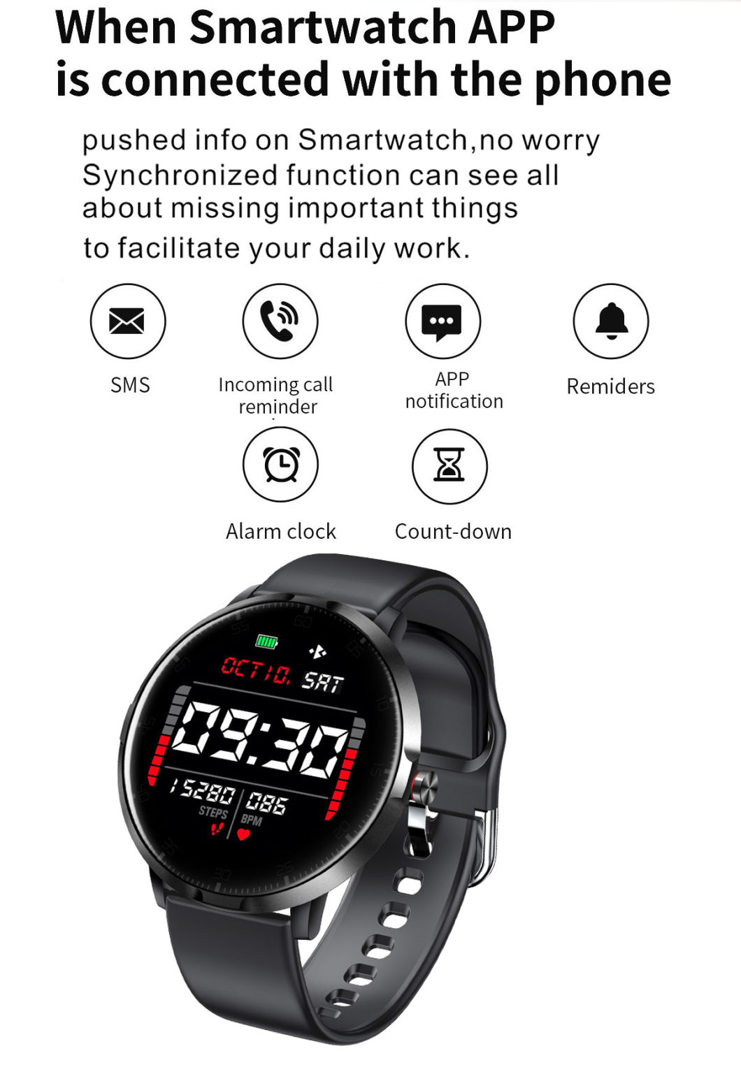 A pressão sanguínea impermeável de NFC de Smartwatch do bracelete da função recondiciona telefones celulares para apoiar o relógio eletrônico do despertador K6 das crianças do russo português vietnamiano