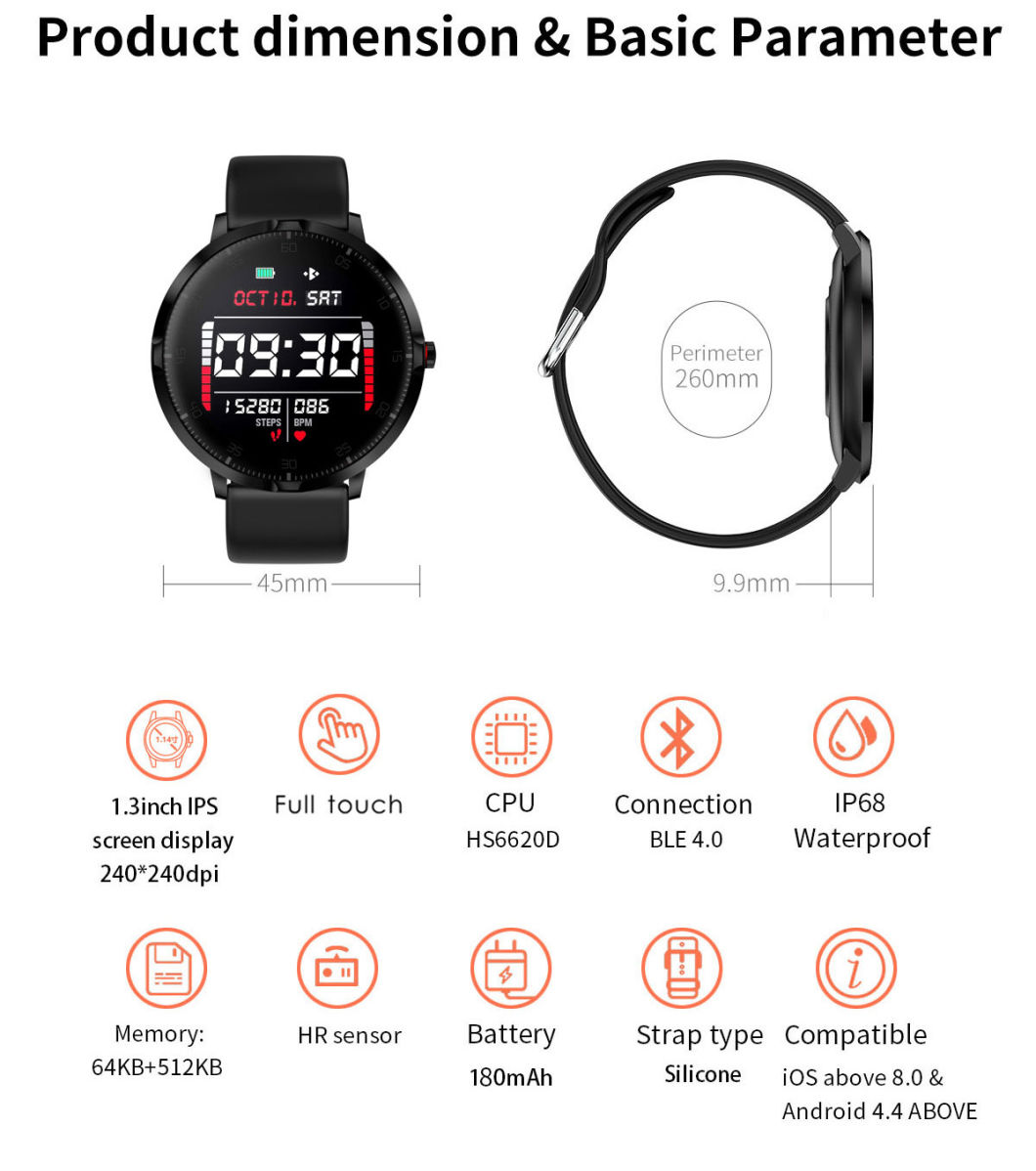 A pressão sanguínea impermeável de NFC de Smartwatch do bracelete da função recondiciona telefones celulares para apoiar o relógio eletrônico do despertador K6 das crianças do russo português vietnamiano