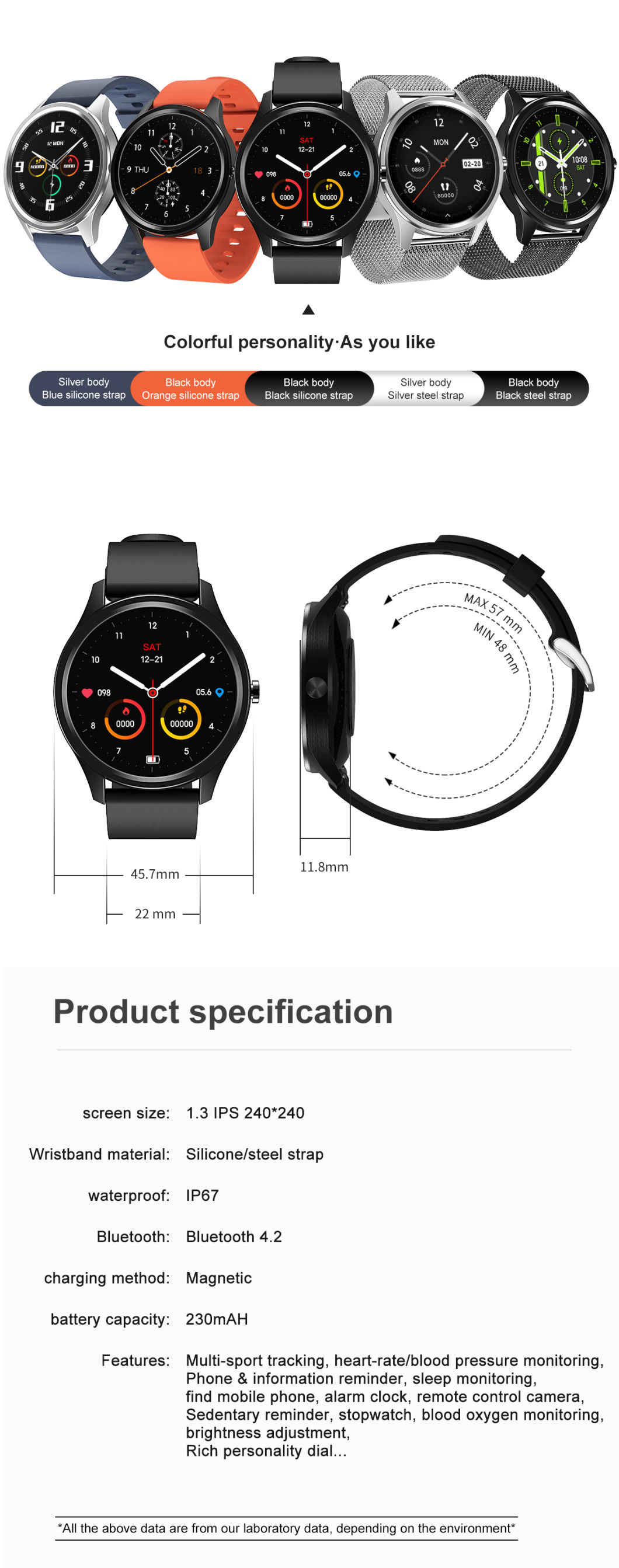 Realzeitintelligente Manschette maß Wechat-Bewegungs-Herz-Rate Individuality Present Dropshipping Dts 55