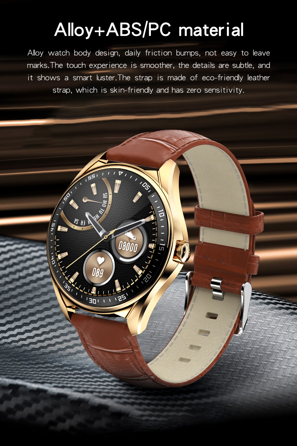 Lo schermo a colori a 1,28 pollici nocciola IP67 di IPS impermeabilizza lo Smart Watch femminile di ricordo E16 del ciclo mestruale di Ui di stile meccanico di tema