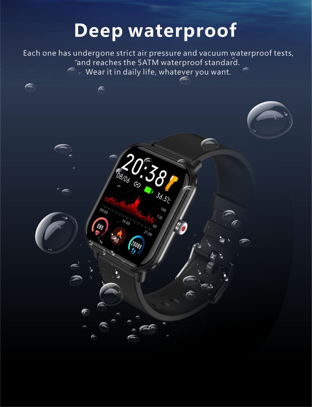 Il multiplo a schermo pieno ad alta definizione a 1,7 pollici di controllo di musica del monitoraggio della temperatura di tocco 240*280pixel di TFT compone lo Smart Watch di Q9PRO