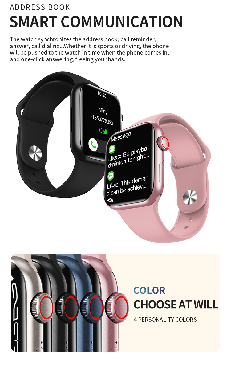 2021 nuovo dato di salute di vista dello schermo del quadrato di stile 1.77inch320*380TFT Smart Watch di NFC di spinta Hl57 di funzione del portafoglio dei parenti e amici di PRO