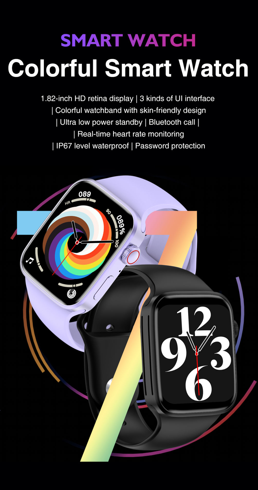 Orologio impermeabile all'aperto di Rate Tracker Sport Smart Watch Gw57 IP68 del cuore di forma fisica di Smartwatch della tassa veloce senza fili Gw57