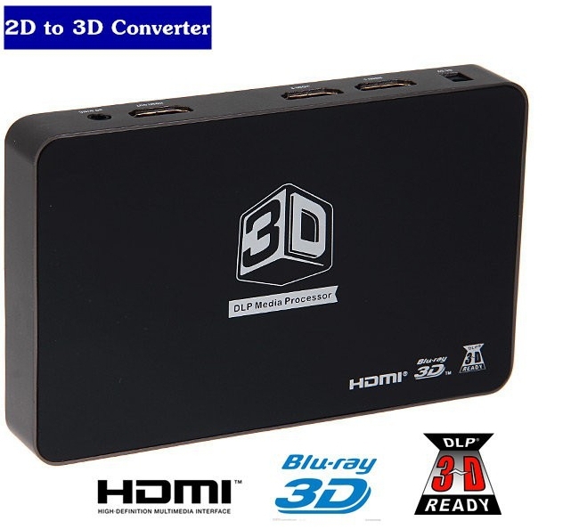 2D to 3D HDMI Video Converter Box HD 1080P 720P 3D DLP Projector Media Processor Support HDMI 1 Out and 2 In For 3D TV Games