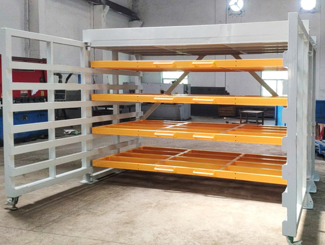 Roll Out Metal Structure Rack Heavy Duty Manual Horizontal Sheet Metal Storage Rack Industrial Use