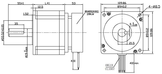 1.8° motor deslizante do híbrido do Nema 42 com freio torque alto 28N.M de 2 fases 0