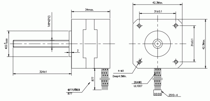 1.8° 1.33A 2.8v 2.6kg.Moteur pas à pas de la NEMA 17 de cm avec l'avance 1 de vis