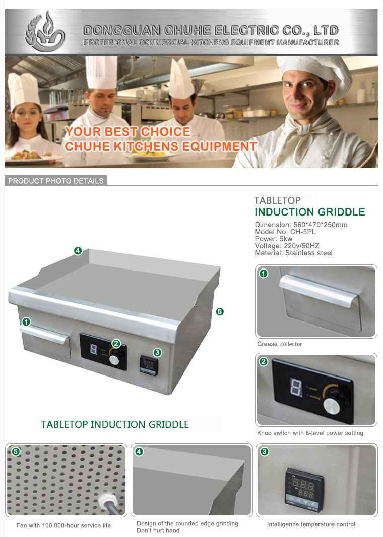 Cucina elettrica commerciale della griglia dell'hamburger per la cucina