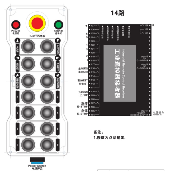 산업적 리모콘 DH-Z14F 무선 원격 모터 제어 스위치