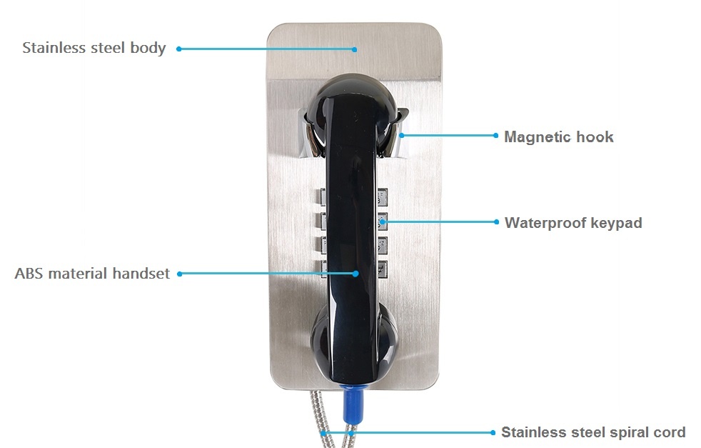 Résistant, téléphones résistants en métal de vandale
