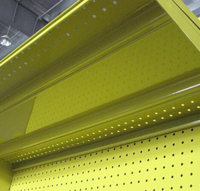 Doppia scaffalatura laterale della gondola, scaffali di esposizione della drogheria di Pegboard