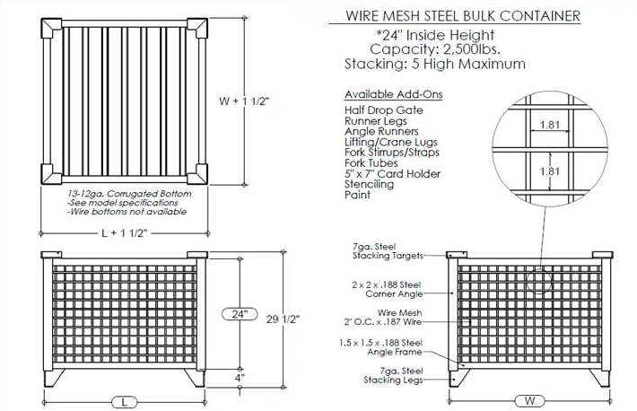 Customizable wire mesh storage container options
