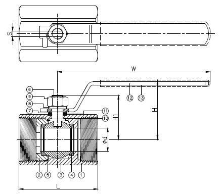 Ball Valve, Screwed End Ball Valve, 1 PC Screwed End Ball Valve 2017p2