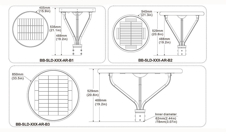 solar posto conduziu a dimensão 15W 20W 25W 50W 80W 100W da luz do cargo