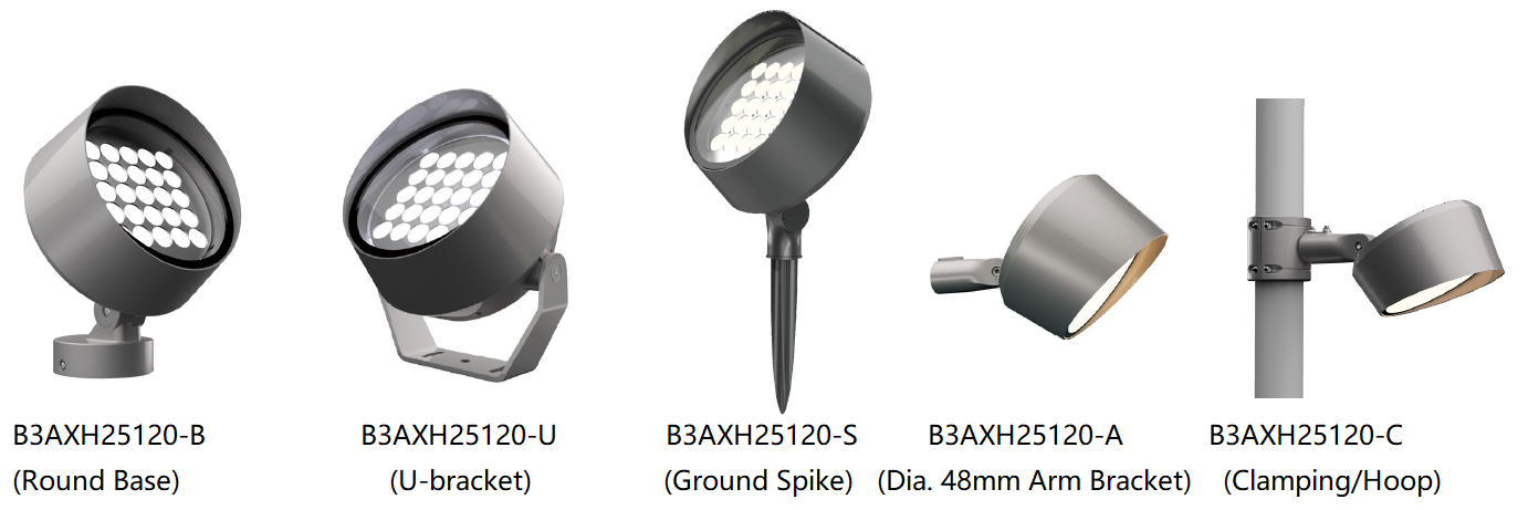Luci di inondazione all'aperto di IP66 LED con gli estesi accessori di montaggio facoltativi intorno alla base o punta o braccio a forma di U di palo o del sostegno o premere per incontrare la varia installazione d'accensione di applicazione