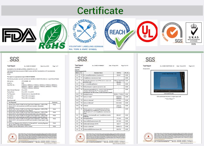certificato di FDA della gomma di silicone