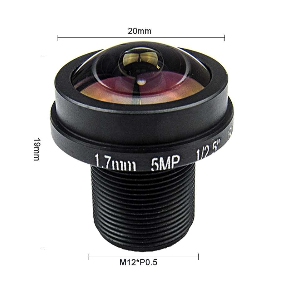 Ο φακός 5MP 1.7MM M12*0.5 CCTV HD Fisheye τοποθετεί 1/2.5 F2.0 180 βαθμός για τις κάμερες CCTV ασφάλειας IP