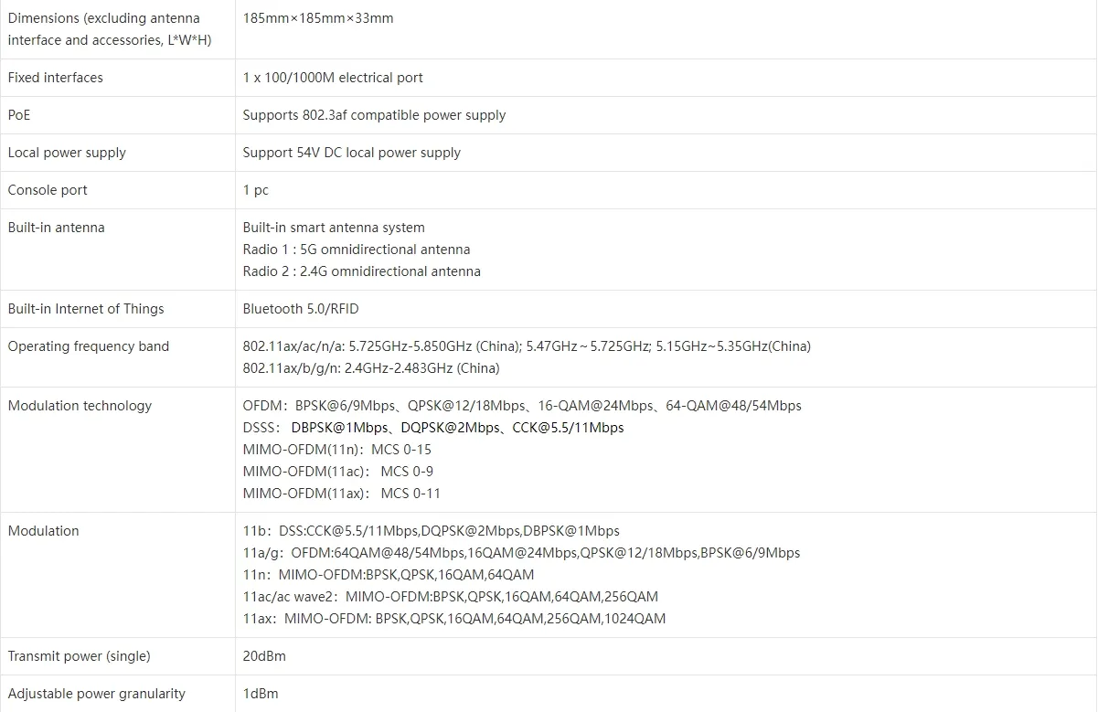 H3c Ewp-Wa6320s-C-Fit Indoor Installation Type 802.11ax Wireless Access Device