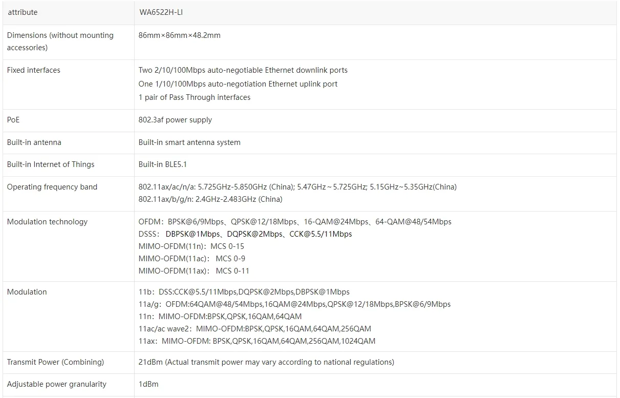 Ewp-Wa6522h-Li-Fit Wireless Access Point Advanced H3c Wireless Ap Ewp-Wa6522h-Li-Fit H3c Wireless Solution