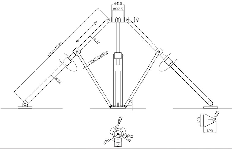 ground mounting tripod size