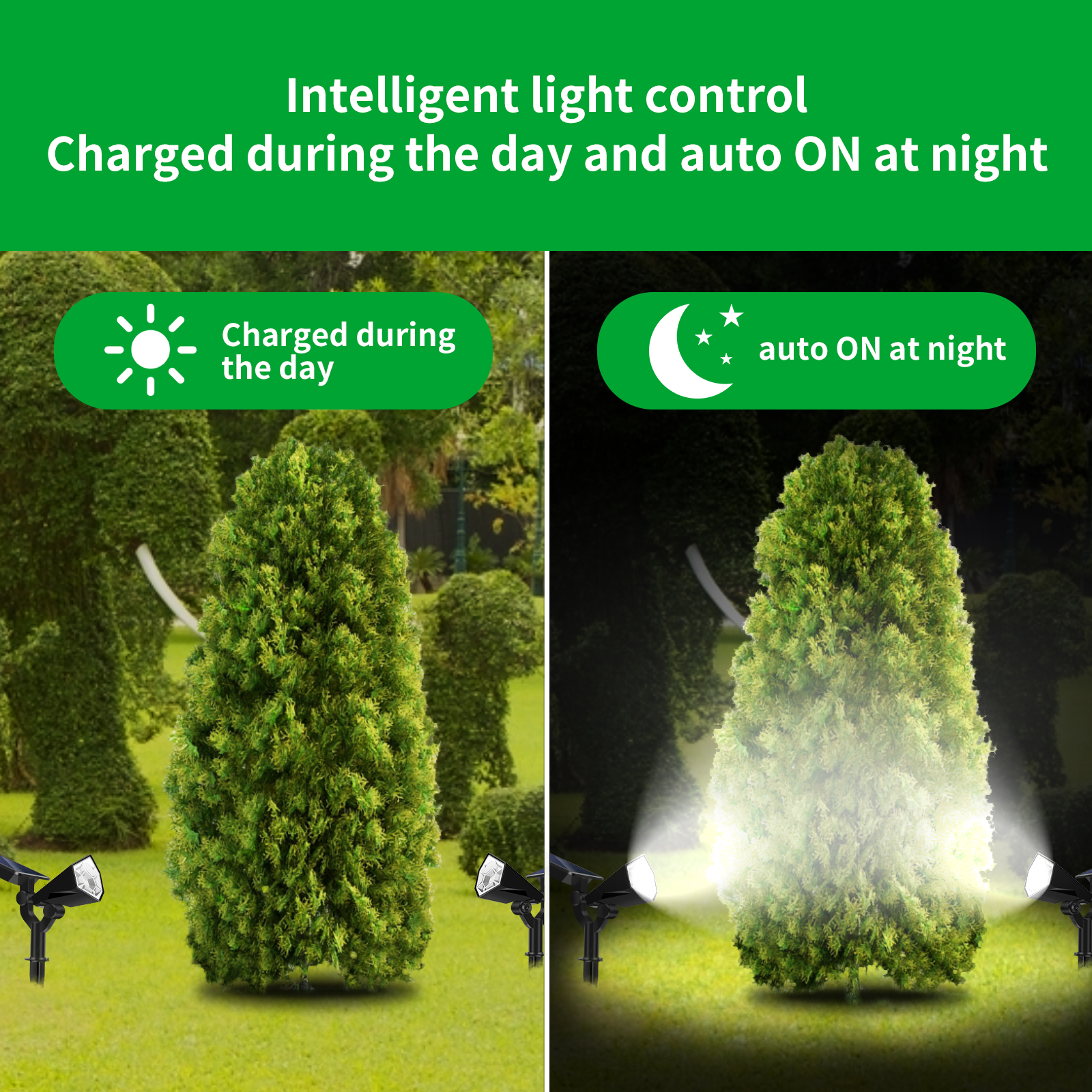 Il pannello solare ha alimentato le luci all'aperto del giardino del LED