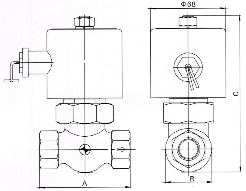 Maß des Messingmagnetventils der Reihen-2L/US: