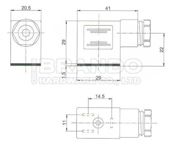 conector 1 da bobina do solenoide do RUÍDO 43650A do formulário A do RUÍDO 43650 de 18mm MPM