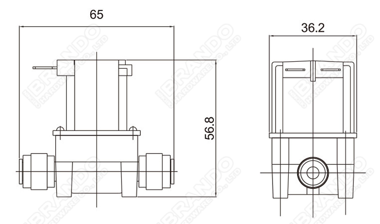 Hauptmaß des RO-Solenoid-Wasser-Ventils: