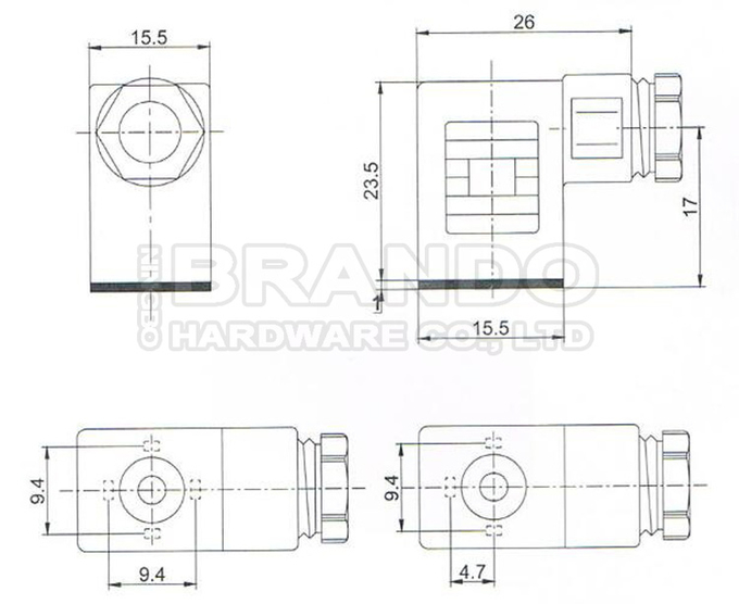 Conector de la bobina de la válvula electromagnética de DIN43650C con la forma C 0 del estruendo 43650 del LED