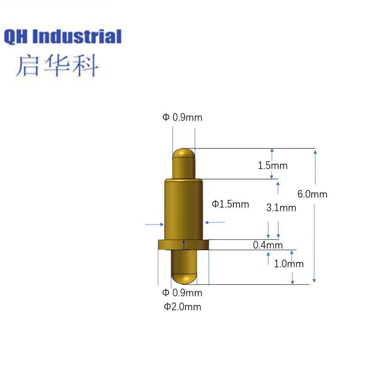 Double Ends 6.0mm Length SUS 304 Charger Double Heads Contact Pin
