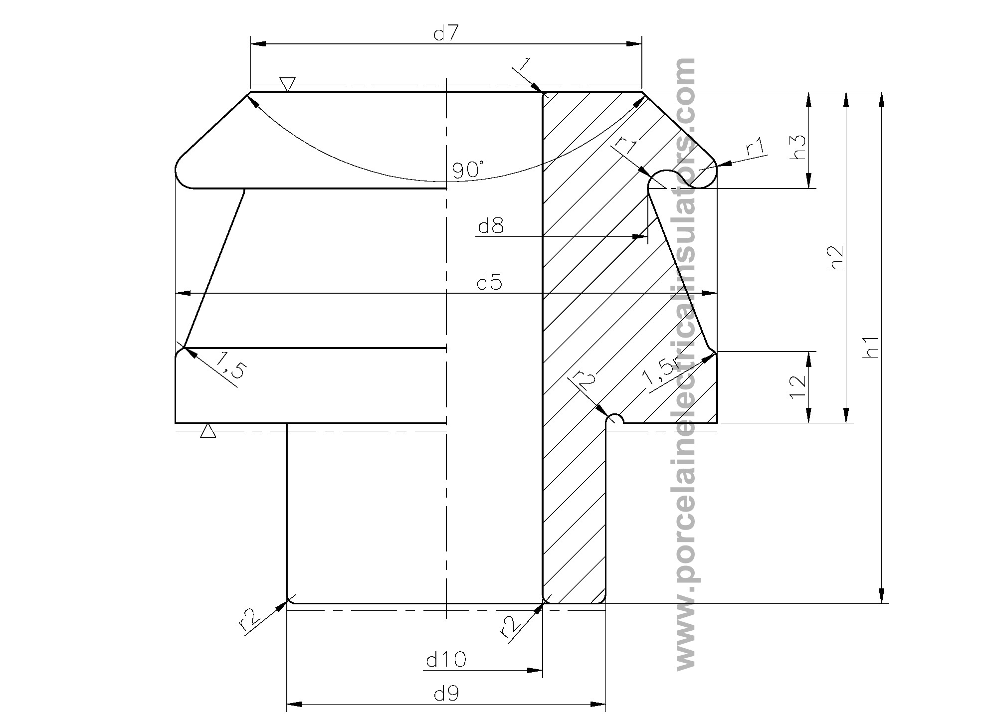 A-42530 LV de isolatietekening van de transformatorring