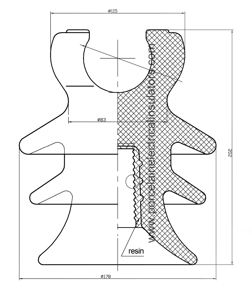 Type isolateur de la goupille SDI-37 (ШФ20Г1)