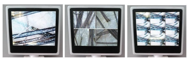 Tester senza fili tenuto in mano del cuoio capelluto e dei capelli dell'analizzatore della pelle di Wifi con lo schermo a 3,5 pollici