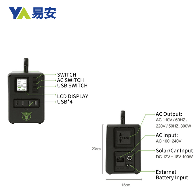 Centrale portative imperméable de la classe 300W d'IP 65, petite taille 0.4cm plus hauts que l'iphone X, capacité stupéfiante 0 de pouvoir plus étendu