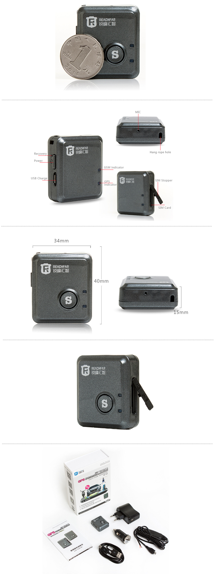 Perseguidor dos gps do carro do veículo de Reachfar rf-v8s anti conectado à bateria do veículo com o sistema de rastreio portátil