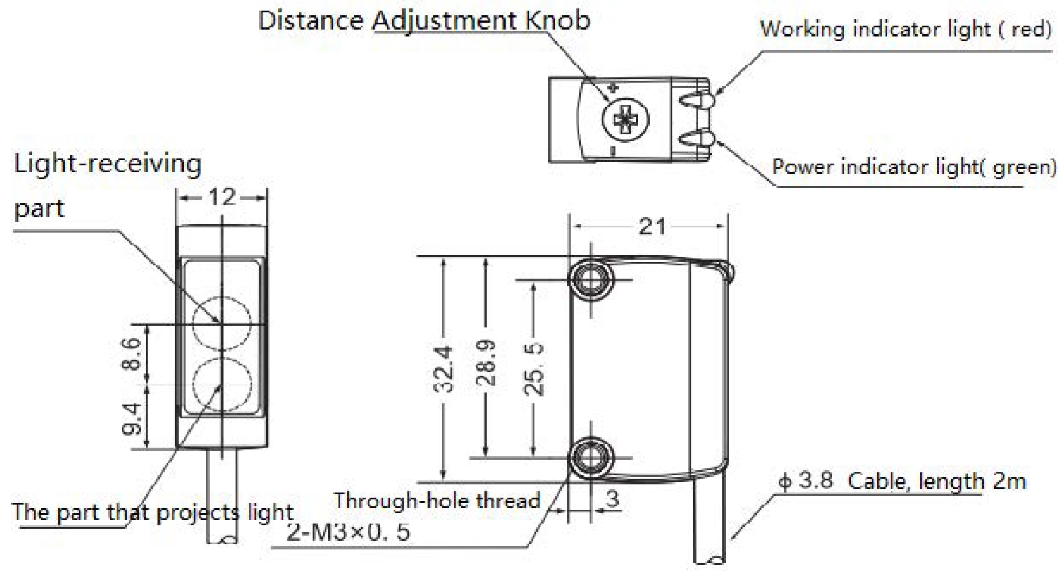 Photoelectric sensor dimensional drawing