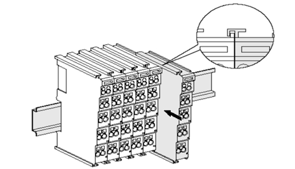 Module installation diagram showing proper mounting configuration