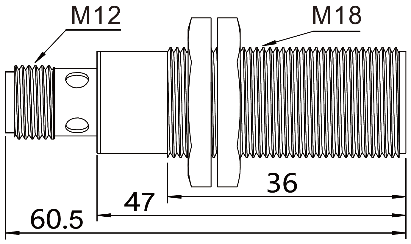U18 Ultrasonic Sensor dimensional drawing