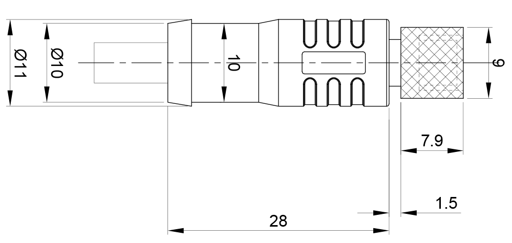 M8 Connector diagram showing physical dimensions and features