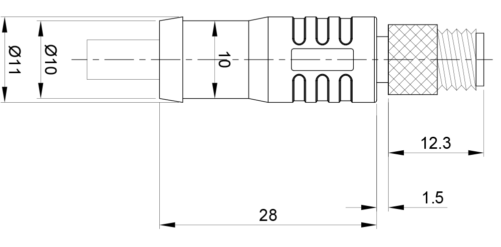 M8 3-pin male connector technical diagram